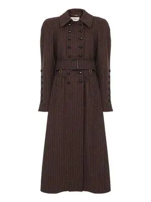Chloé Houndstooth Wool Coat - Grey - Red