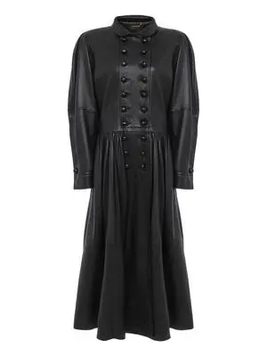 Chloé Oversized Leather Riding Coat - Black