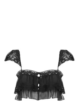 Chloé Bralette In Mousseline And Lace - Black