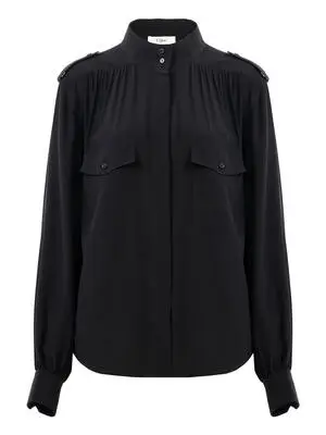Chloé Gathered Blouse In Crêpe De Chine - Black