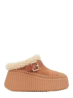 Chloé Nama Wedge Mules Pottery Brown
