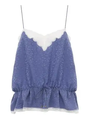 Chloé Jacquard & Lace Camisole Top - Washed Blue
