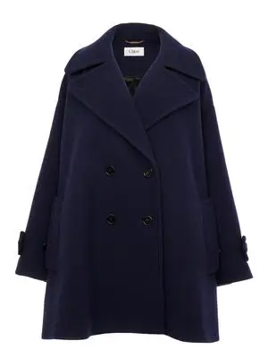 Chloé Oversized Double-breasted Wool Coat - Evening Blue