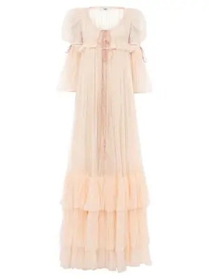 Chloé Oversized Long Ruffled Dress - Powdery Pink