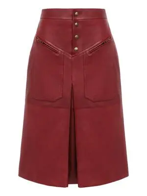 Chloé Knee-length Leather Skirt - Dark Ruby