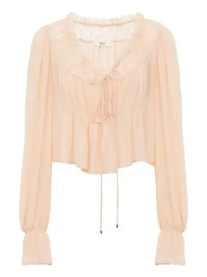 Chloé Georgette And Lace Cropped Top - Apricot Pink