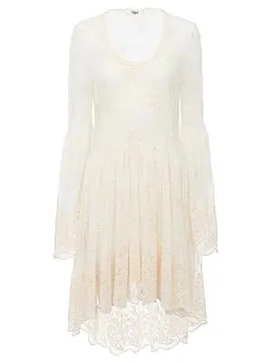 Chloé Embroidered Lace Mini Dress - Iconic Milk