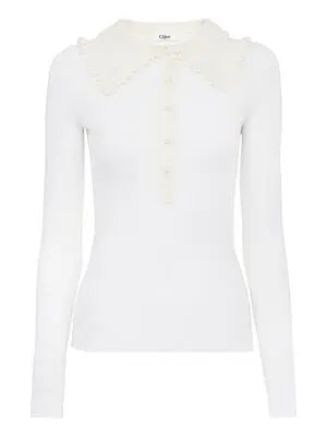 Chloé Collared Henley Shirt - Iconic Milk