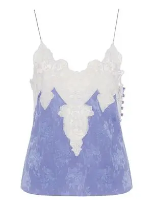 Chloé Camisole Top In Jacquard And Lace - Lilac Navy