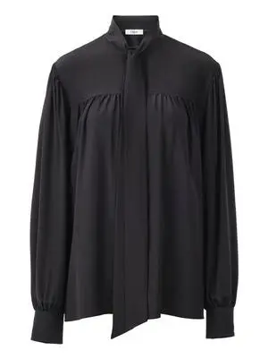 Chloé Maxi Gathered Lavallière Blouse - Black