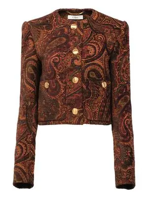 Chloé Collarless Tapestry Jacquard Jacket - Multicolor Red