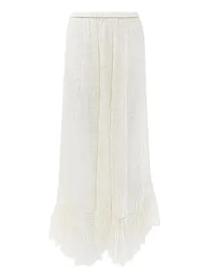 Chloé Ruffled Floral Lace Jacquard Midi Skirt - Iconic Milk