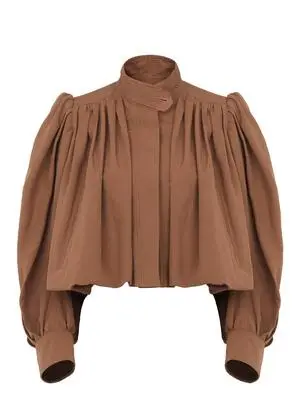 Chloé Gathered Boule Jacket Mustang Brown