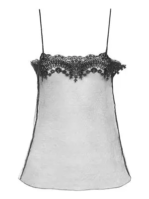 Chloé Fitted Embroidered Lace Tank Top - Black