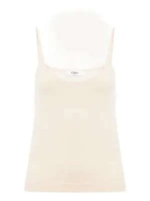 Chloé Thin-strap Wool Knit Tank Top - Sorbet Yellow