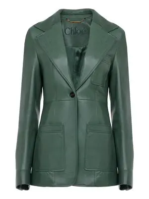 Chloé Tailored Lambskin Leather Jacket - Dusty Leaf