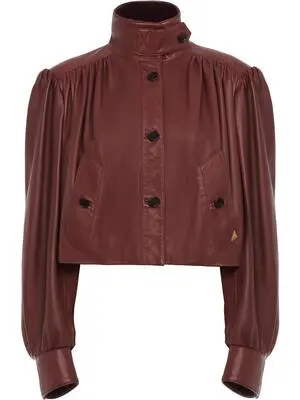 Chloé Gathered Leather Jacket - Faded Mahogany