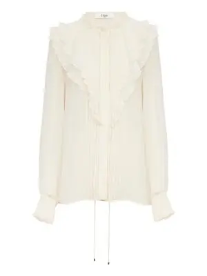 Chloé Ruffled Blouse In Georgette - Dusty White
