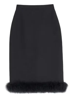Valentino Garavani Virgin Wool-silk-feather Midi Skirt - Black
