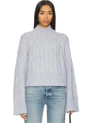 Tularosa Arta Mock Neck Cable Sweater - Light Dusty Blue