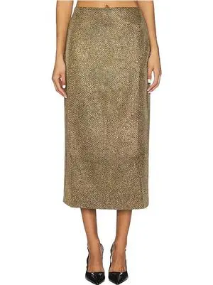PatBO Metallic Weave Midi Skirt - Gold