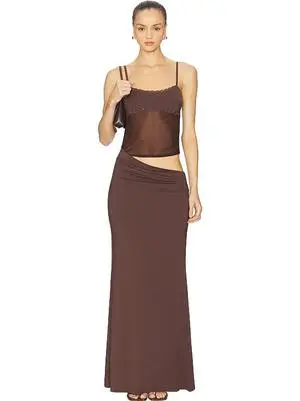 RUNAWAY THE LABEL Celyse Midi Dress - Bitter Chocolate