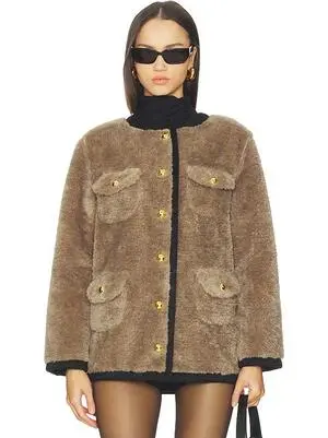 MAUDE CLUB Elodie Faux Fur Jacket - Taupe