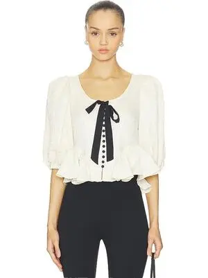 Free People Pamela Bow Top - White Alyssum