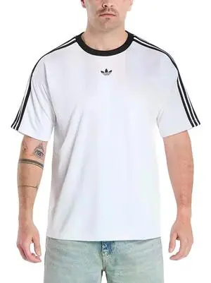 Adidas Jacquard Three-stripe Logo T-shirt - White