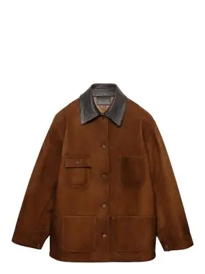 Prada Suede Caban Jacket Cocoa Brown