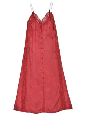 Bimba Y Lola Lace Button Midi Dress - Red