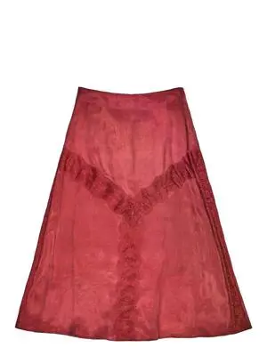 Bimba Y Lola Lace Panel Midi Skirt - Red