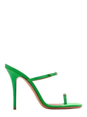 Amina Muaddi Crystal-buckle Satin Sandals - Green
