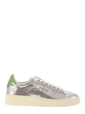 AUTRY Dallas Sequinned Low Top Sneakers Silver/green