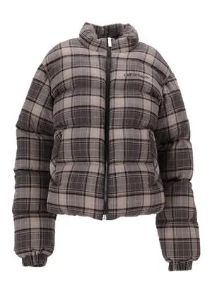 Off-White Checked Flannel Down Jacket - Dark Grey - Black
