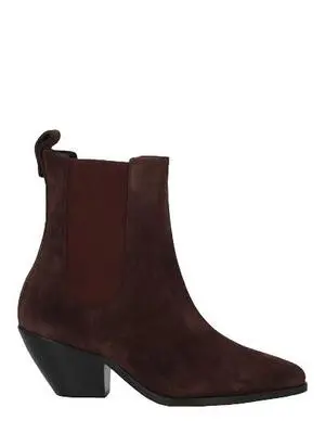 Sandro Ankle Boots In Leather With Metal Appliqués - Brown