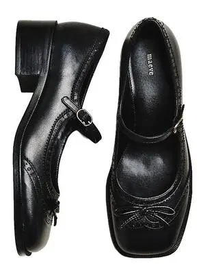 Maeve Maeve Bow Mary Jane Heeled Brogues Black