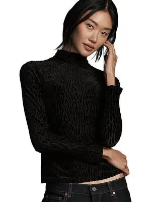 Paige Long-sleeve Mock-neck Top - Black