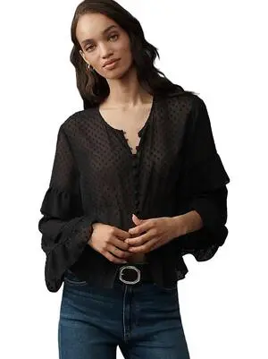 Paige Isolde Swiss Dot Blouse - Black