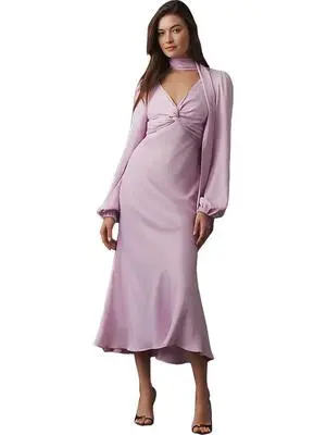 BHLDN Long-Sleeve Scarf-Neck A-Line Dress