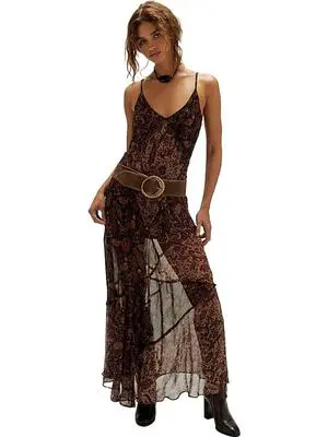 NIGEL PRESTON Paisley Patch Maxi Dress - Black/brown