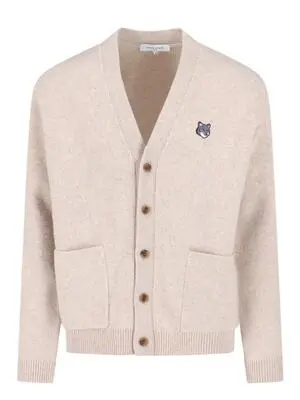 Maison Kitsuné Fox Head Cardigan Beige
