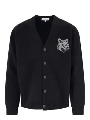 Maison Kitsuné Fox Head Cardigan Black