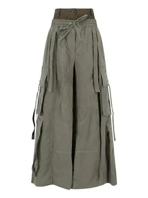 Dolce & Gabbana Waxed Faille Wide Leg Pants - Green