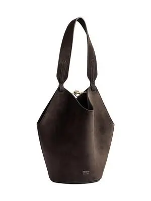 Khaite Mini Lotus Suede Tote Dark Brown