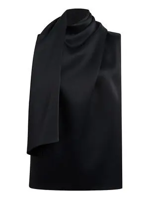 Khaite Satin Top With Draped Collar - Black