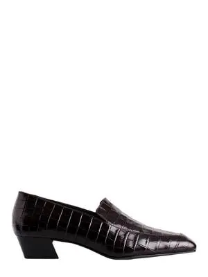 Cos Croc-effect Leather Heeled Loafers - Brown