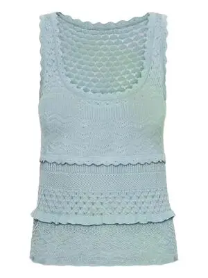 Oscar De La Renta Scallop Trim Tank Top - Blue