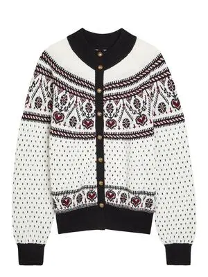 Khaite Marc Fair Isle Cashmere Cardigan - Ivory