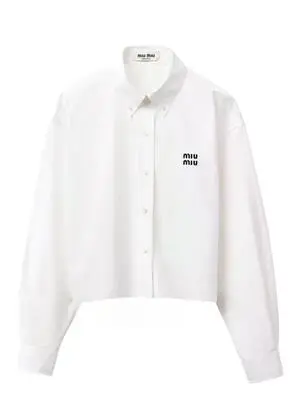 Miu Miu Miu Miu Cotton Poplin Shirt With Embroidered Logo Black
